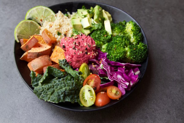 Nourish Bowl with Beetroot Hommus